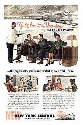 Vintage Holiday & Winter New York Central Ads – I Ride The Harlem Line